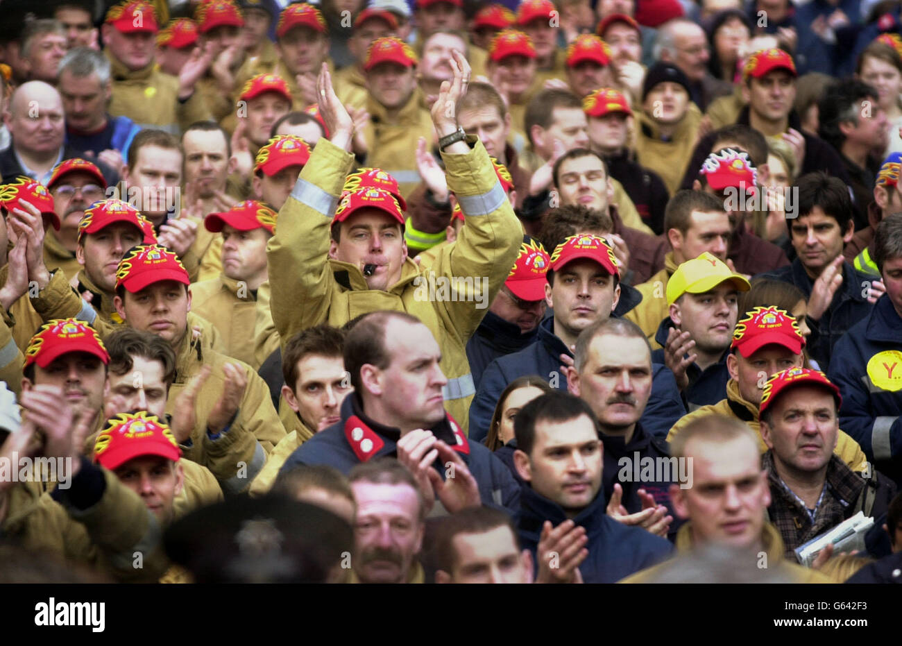 Firefighters strike fire brigade strike firemen crowd hi-res stock ...