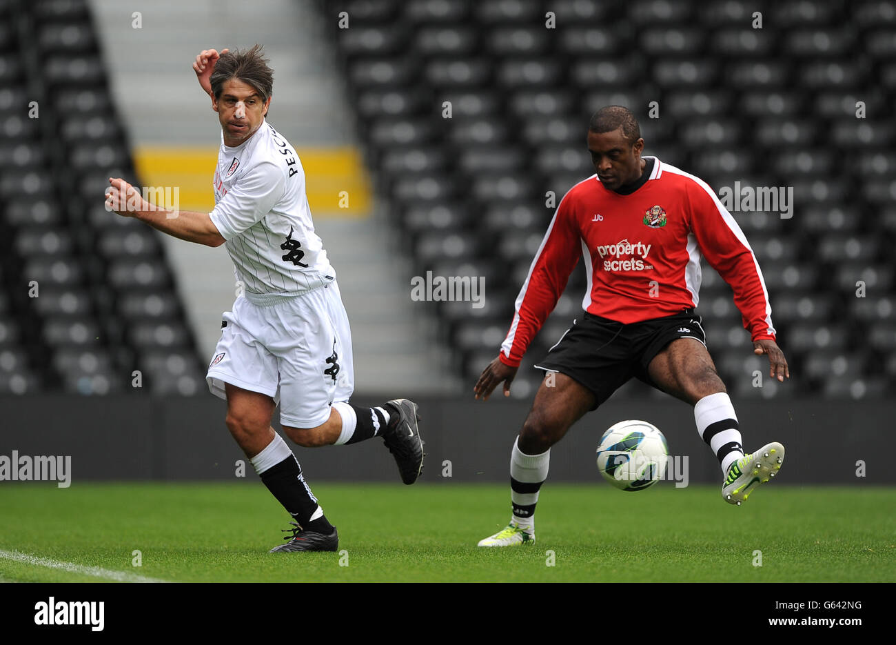 Fulham's Paul Peschisolido (left) and Sealand's Anthony Finnigan (right ...