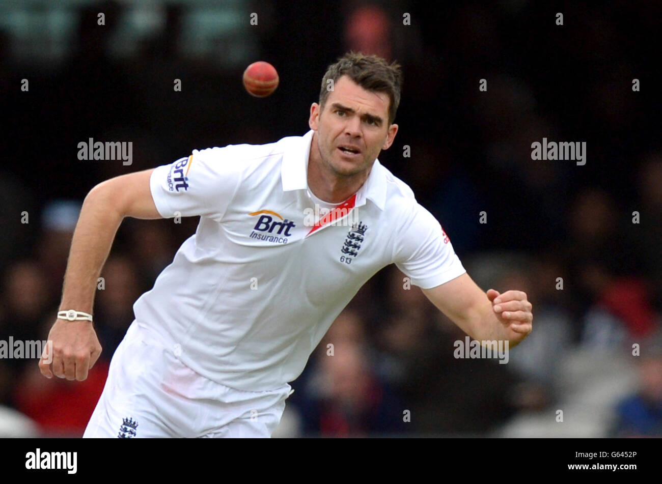 Englands james anderson fields first test lords cricket ground hi-res ...