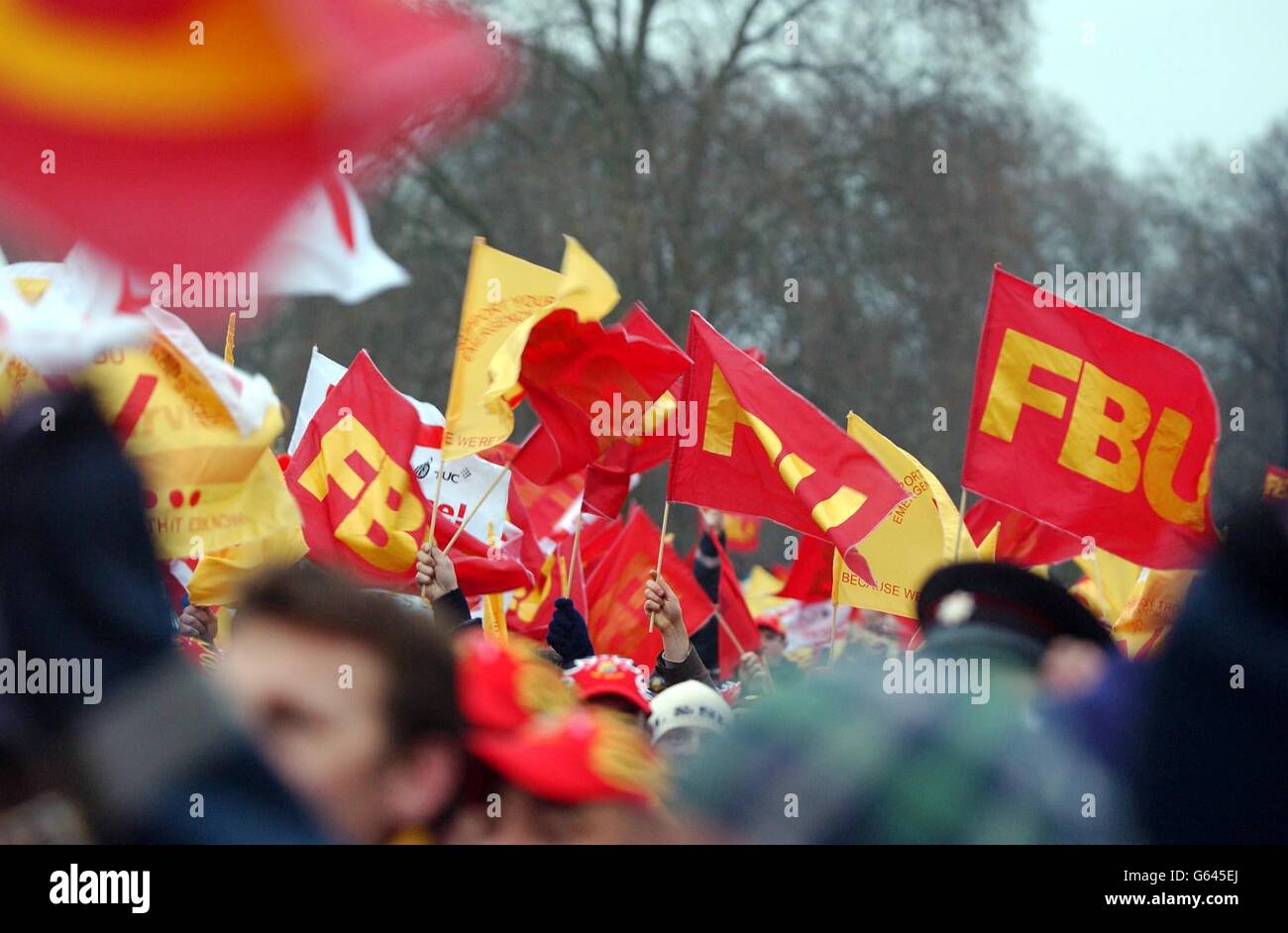 Firefighters marching during their rally Hyde Park in London. They ...