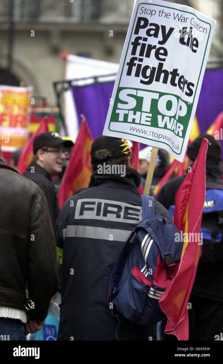Firefighters marching during their rally Hyde Park in London. They ...