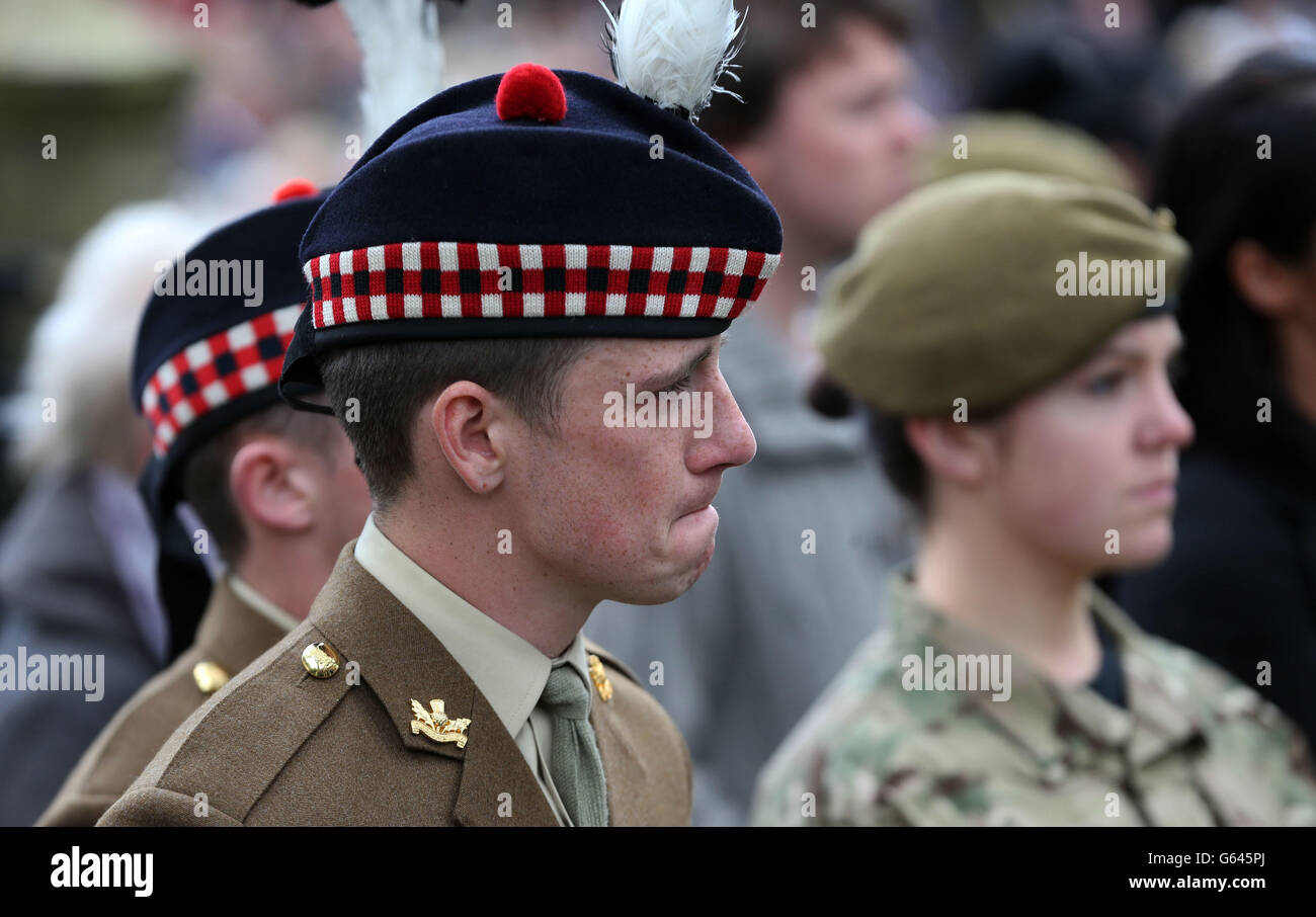 Colleagues, family and friends at the funeral of Fusilier Samuel Flint ...