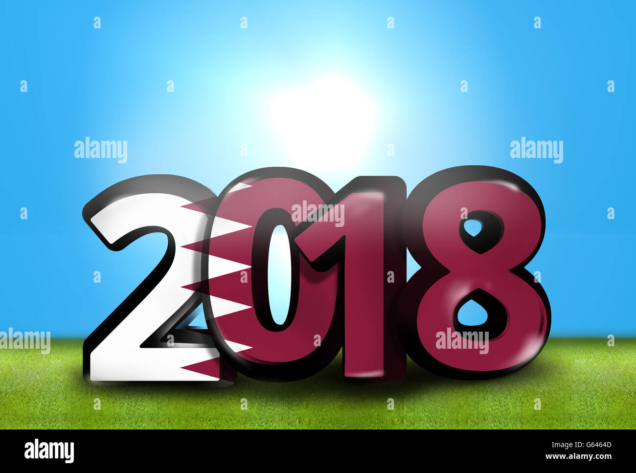 Qatar 2018 big bold font 3d render illustration Stock Photo - Alamy