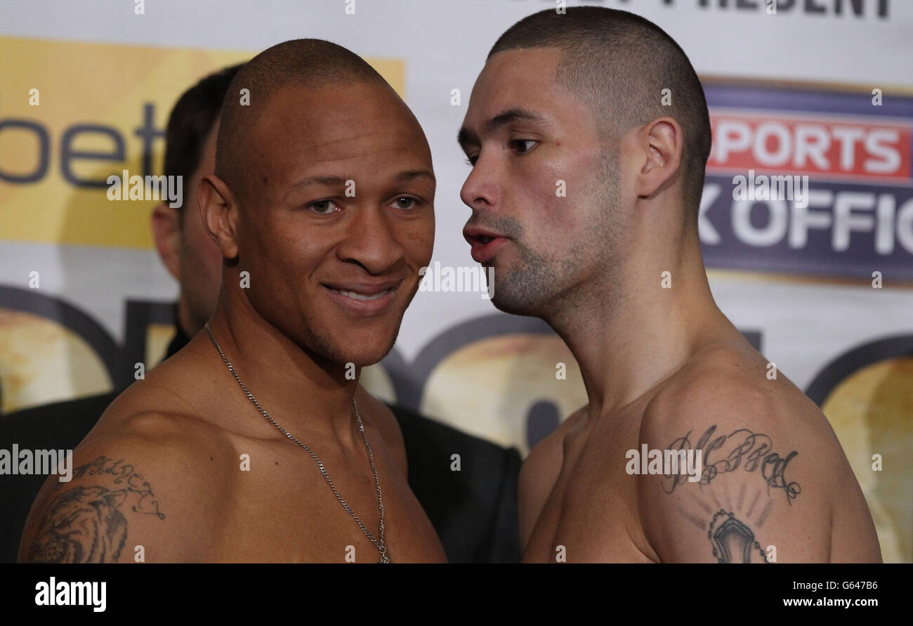 Liverpool boxer Tony Bellew (right) and Malawi's Isaac Chilemba ...