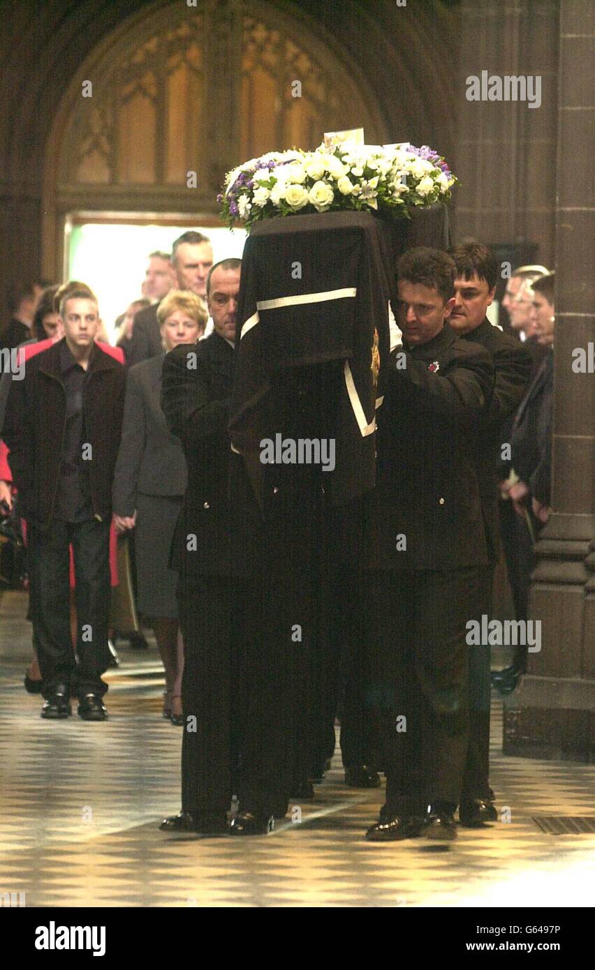 Stephen Oake funeral coffin Stock Photo - Alamy