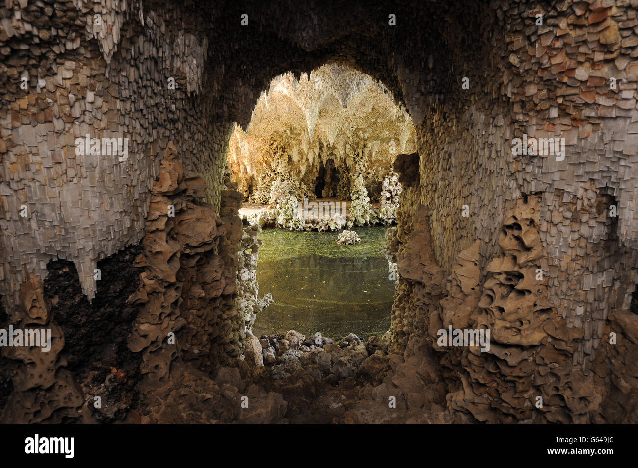 Restored 18th century crystal grotto Stock Photo - Alamy