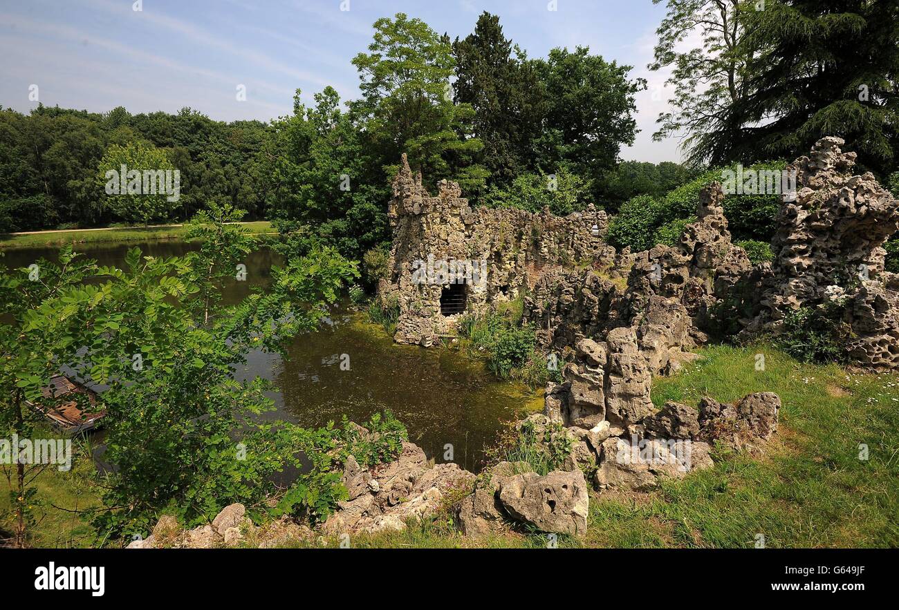 Restored 18th century crystal grotto. General view of an 18th century ...