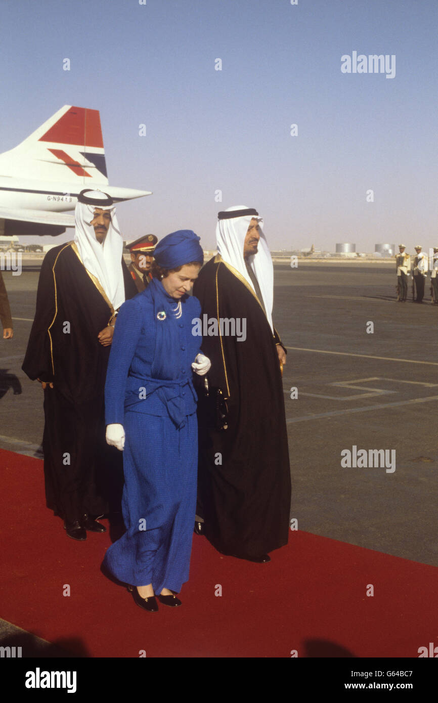 Royalty - Queen Elizabeth II Tour of the Middle East - Riyadh Airport ...
