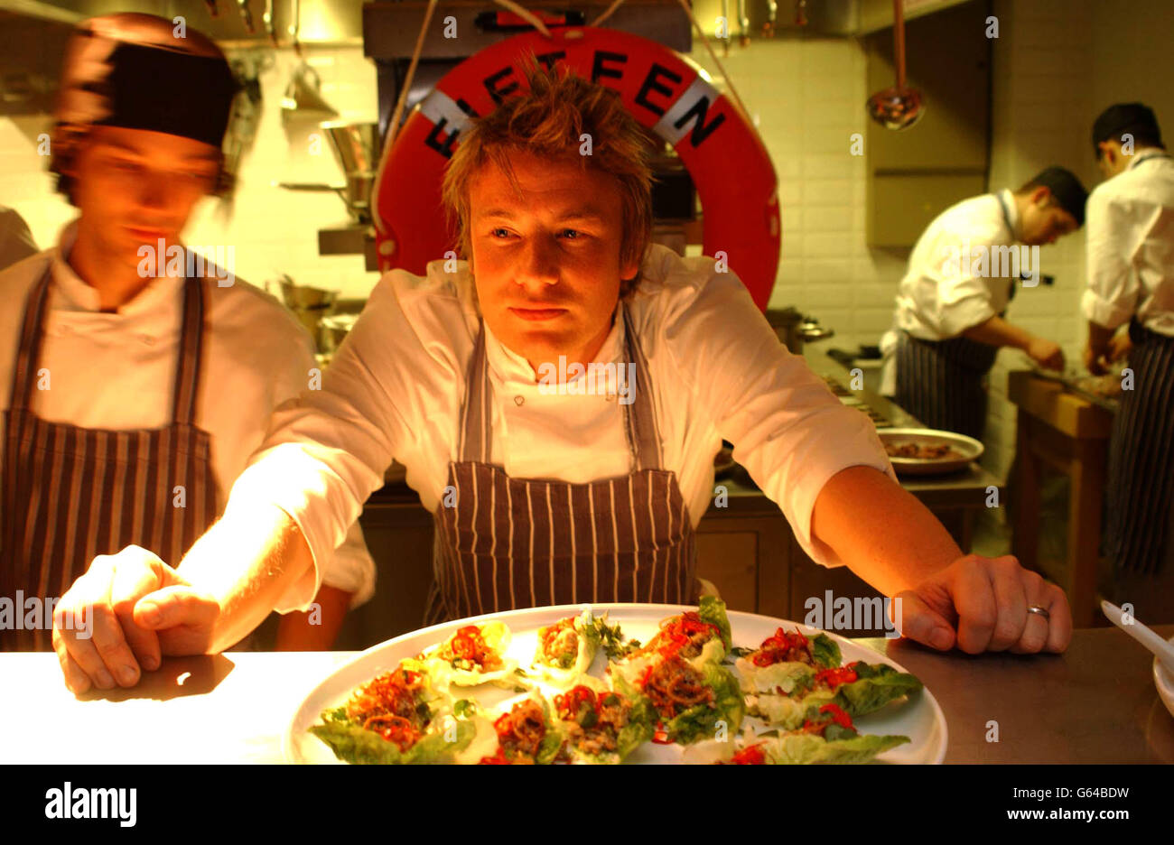 Chef Jamie Oliver in the kitchen during the launch of his new ...