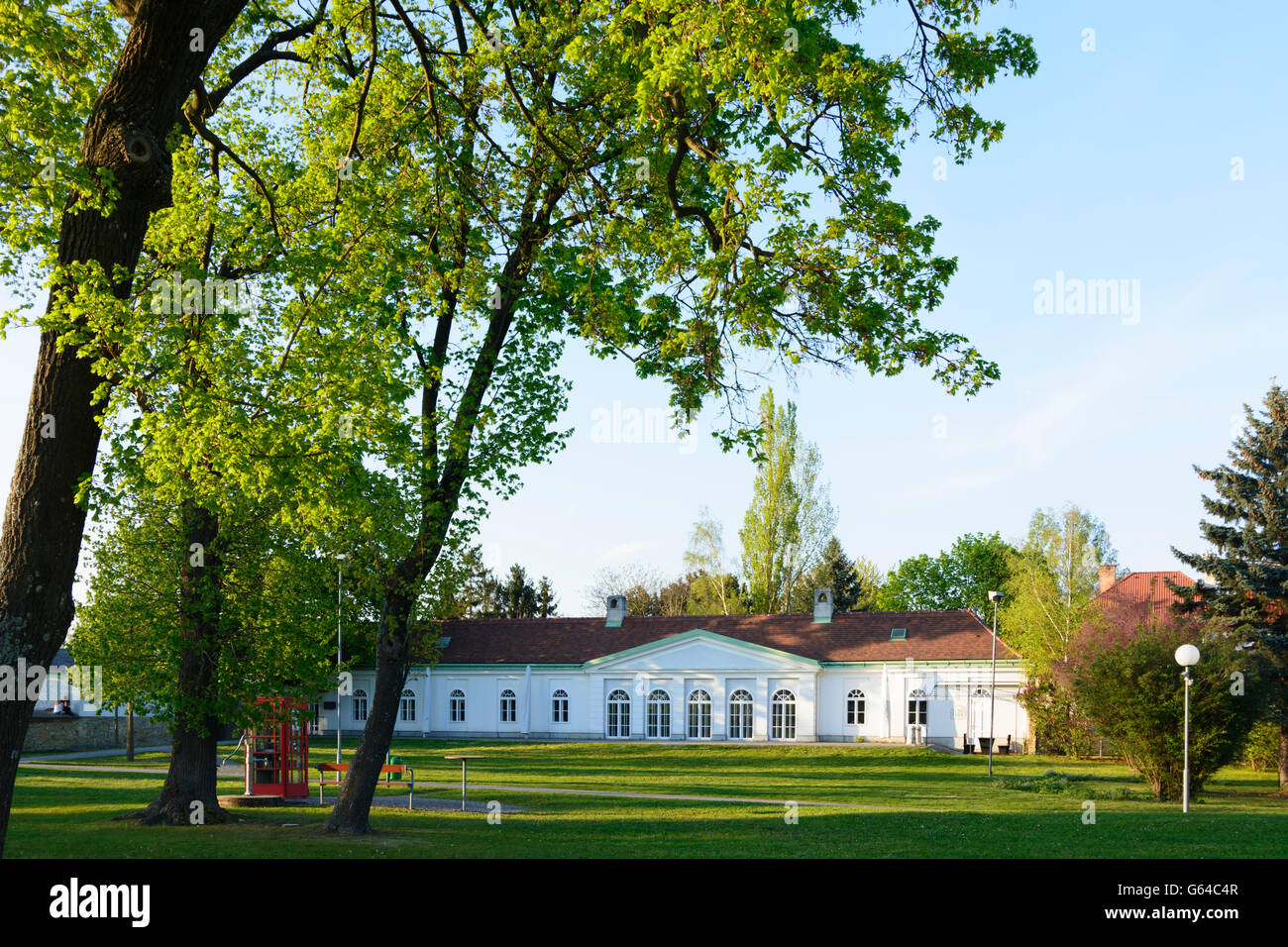 Castle Seyring with book exchange occasion in a red telephone booth ...