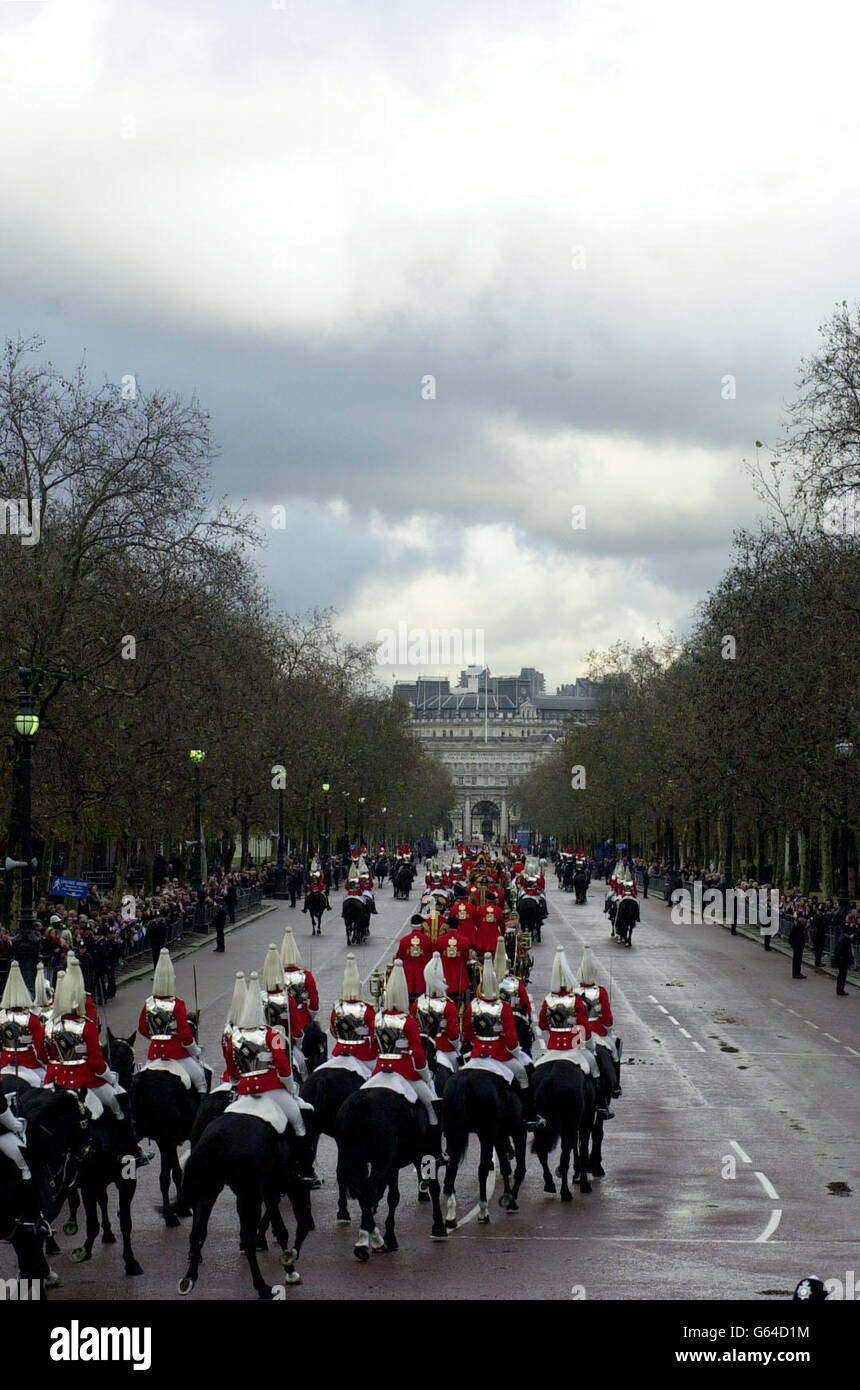 The procession including Queen Elizabeth II and Prince Philip leaves ...