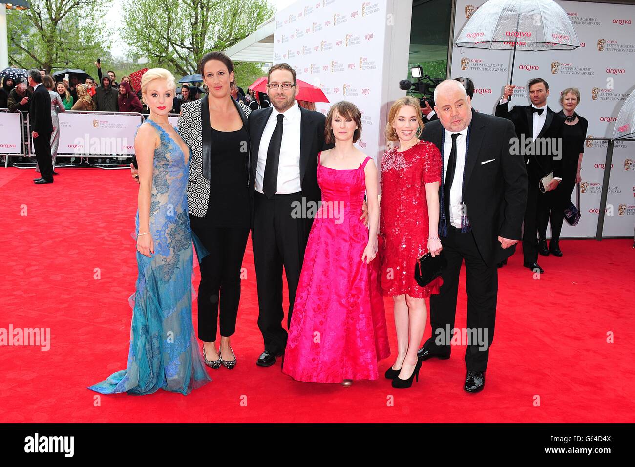 (L-R) Helen George, Miranda Hart, Ben Caplan, Bryony Hannah, Laura Main ...