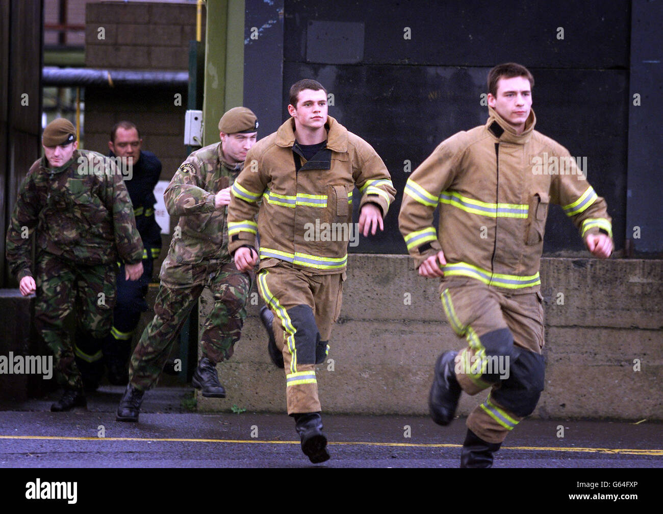 British military personnel practice fire drill in belfast army base hi ...