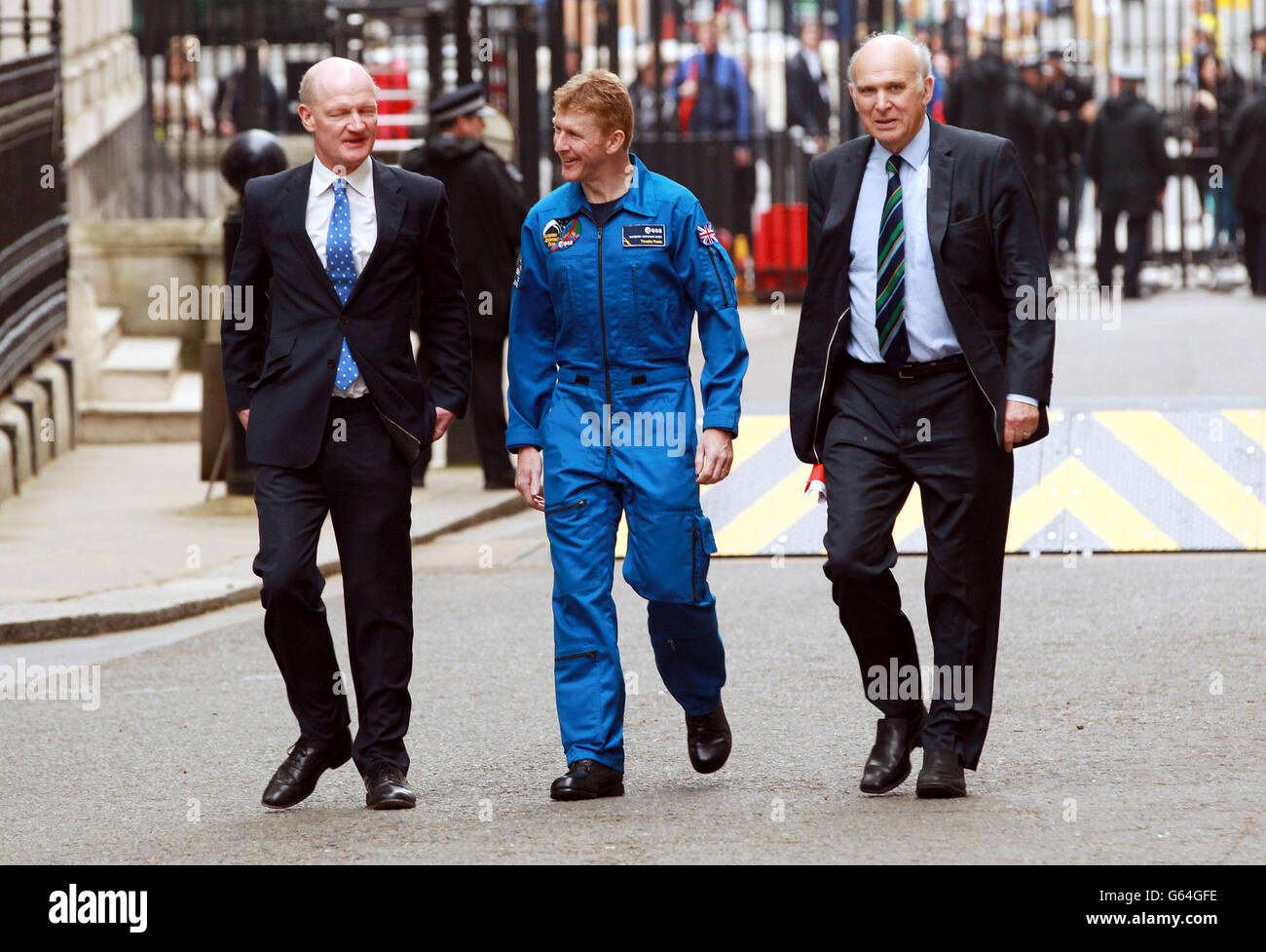 British Astronaut Tim Peake (centre) with Science Minister David ...