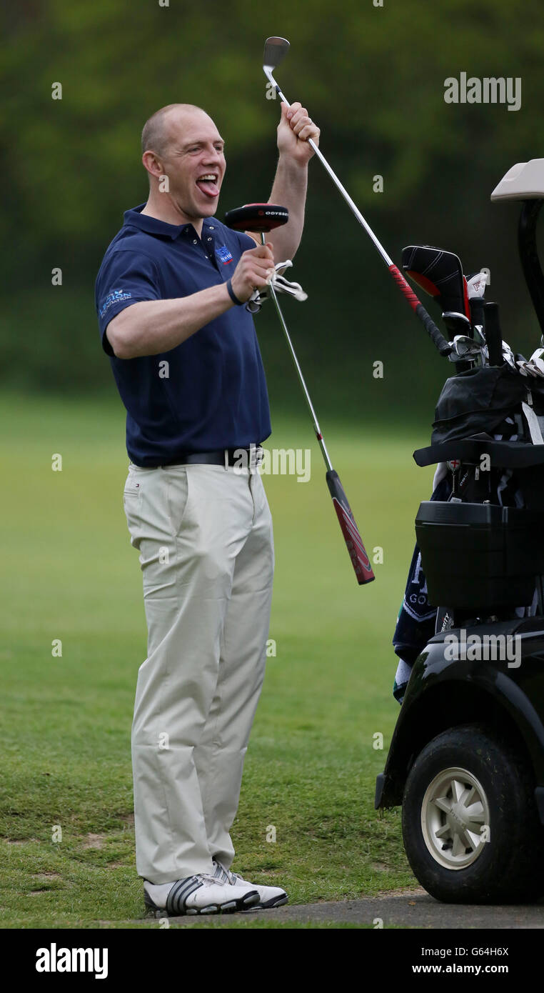 Mike Tindall chooses a club during The Mike Tindall Celebrity Golf ...
