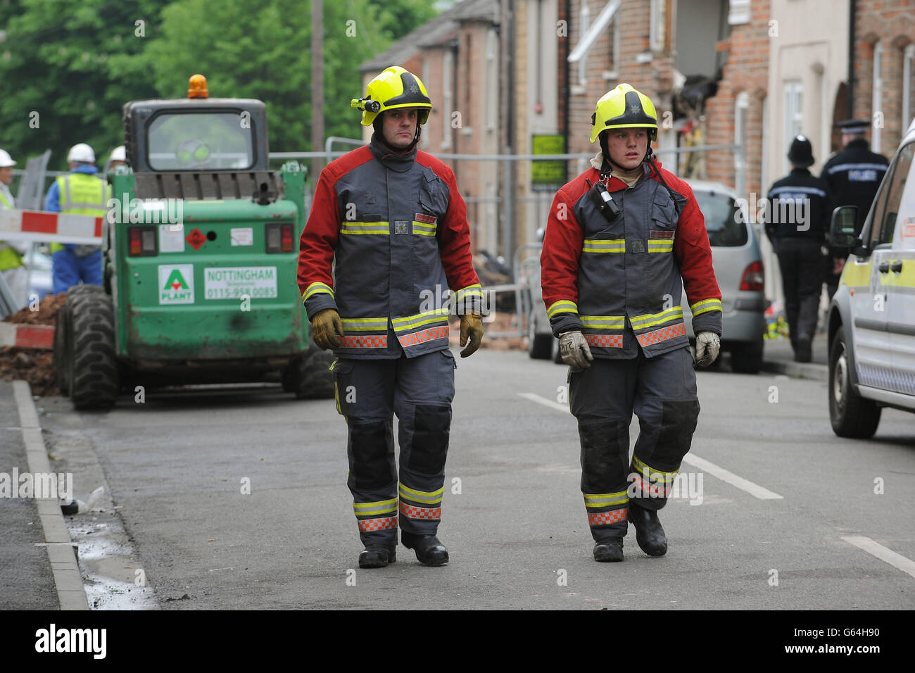 Firefighters leave the scene at the remains of a house in Wright Street ...