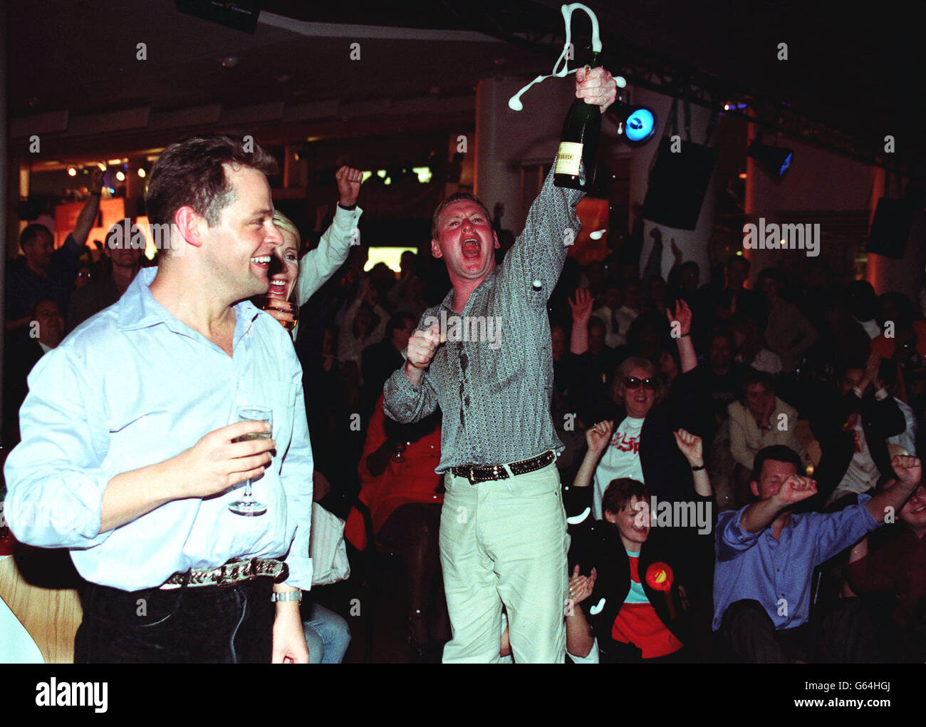 Labour party supporters celebrate in London's Festival Hall in the ...
