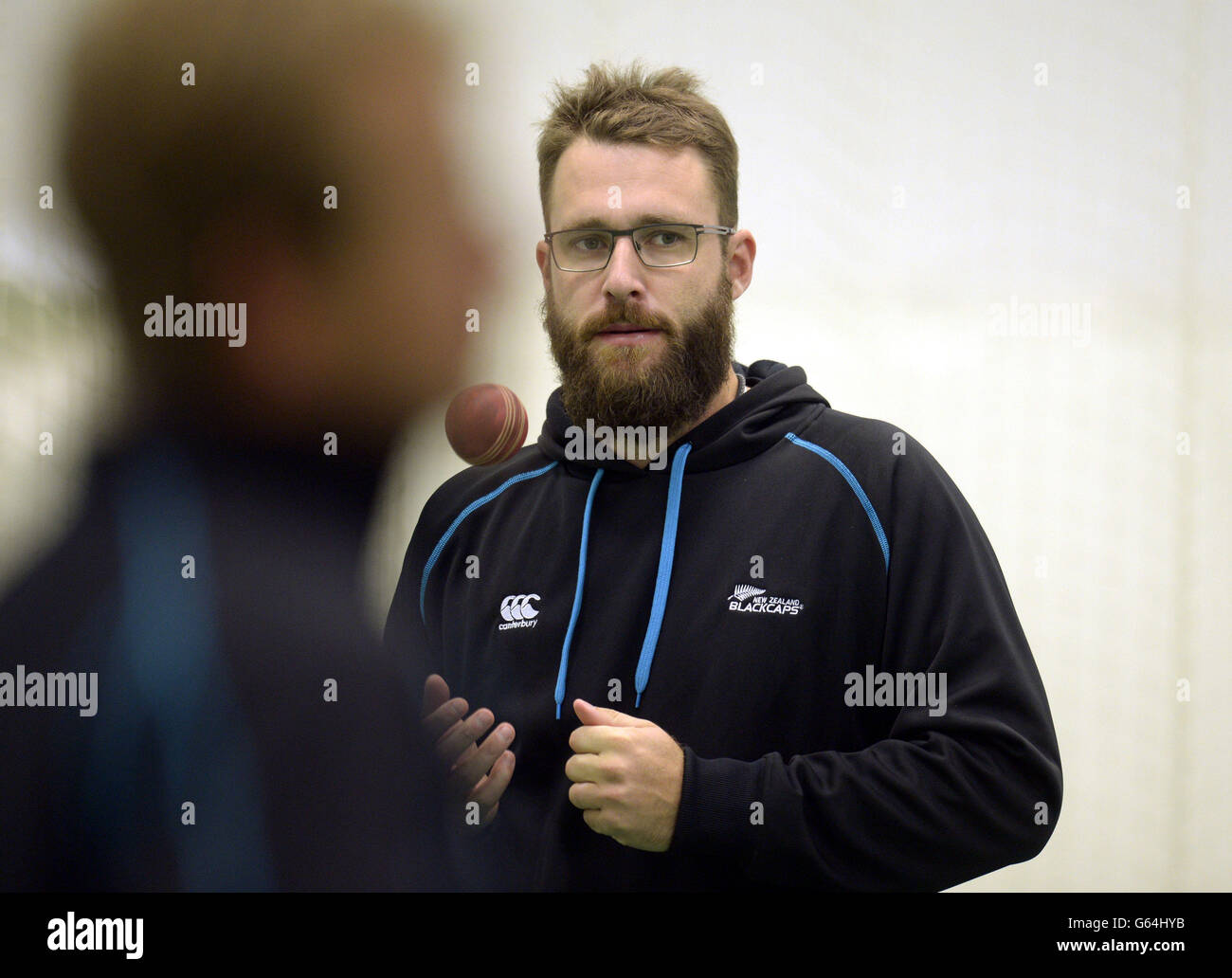 New zealands daniel vettori during a nets session at headingley hi-res ...