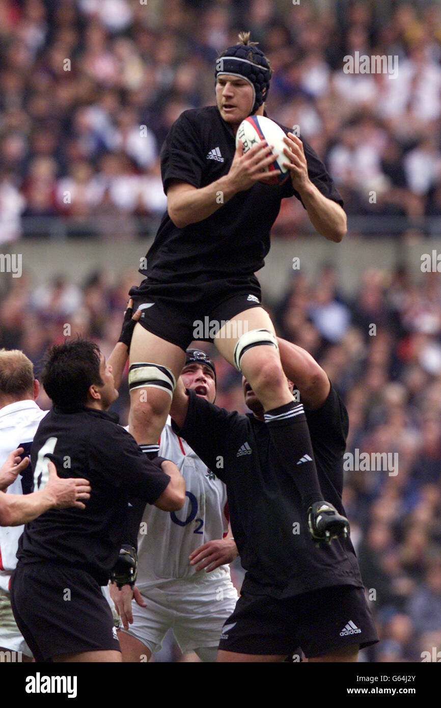 Ali Williams in action for New Zealand during todays International ...