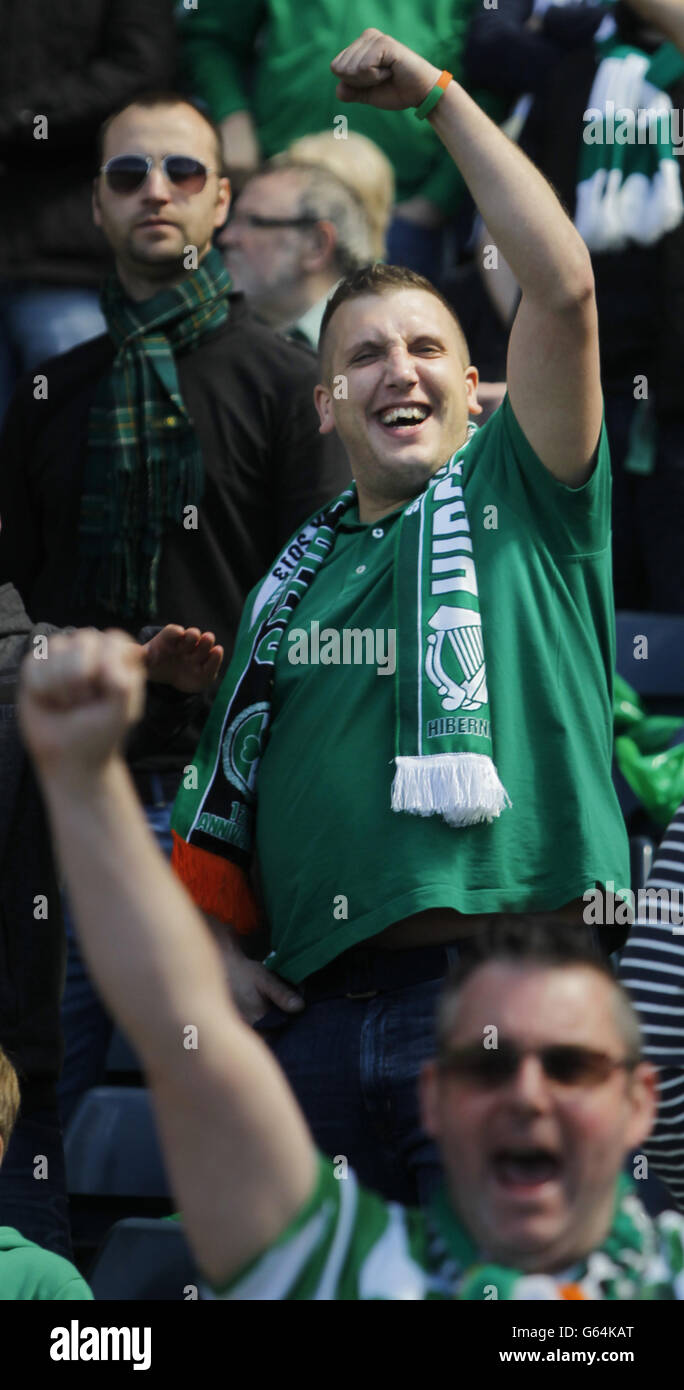 Hibernian fans during the Scottish Cup Final at Hampden Park, Glasgow ...