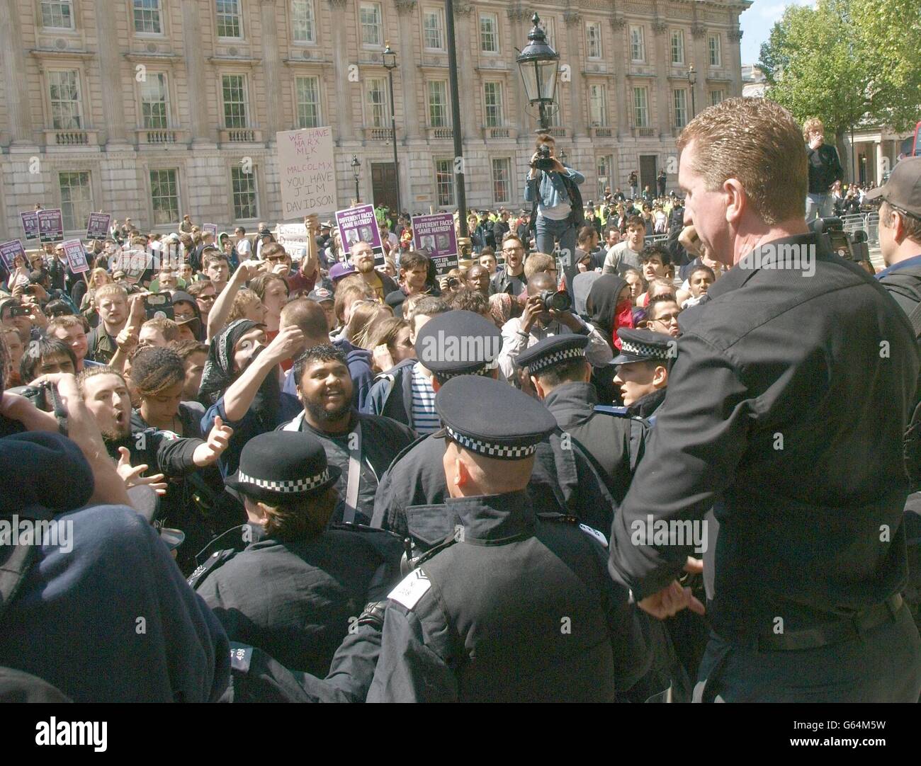 Kevin Carroll (right), co-founder and co leader of the EDL faces across ...