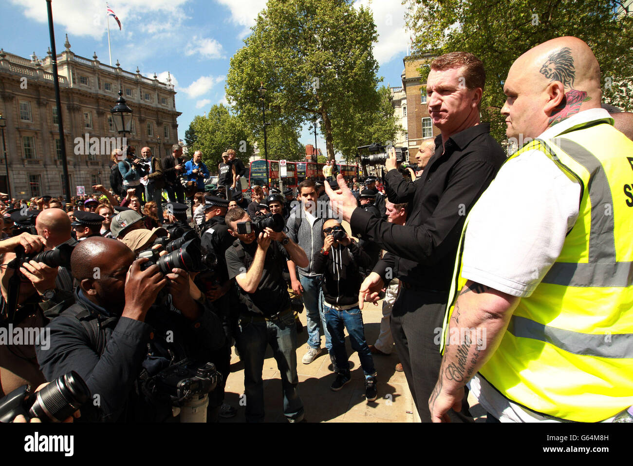 Kevin Carroll (second right), co-founder and co leader of the EDL is ...