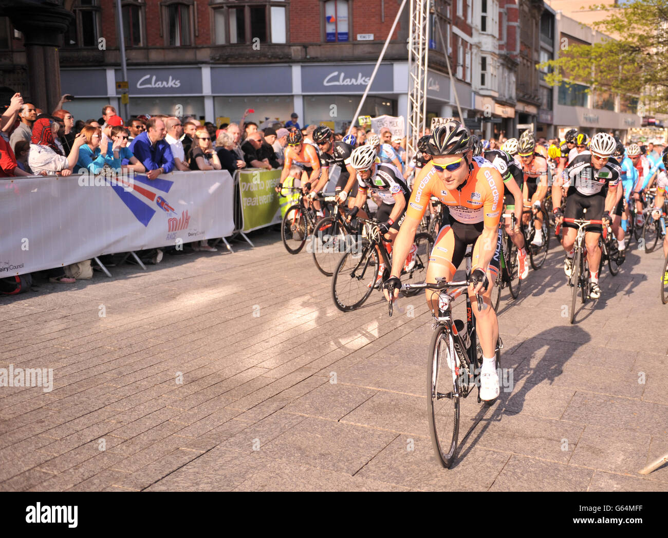 General view of the start of the Men's Elite Milk Race which took place ...