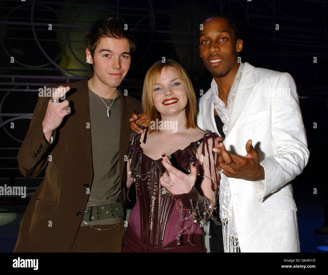 Fame Academy finalists (from left) David Sneddon, Sinead Quinn and ...