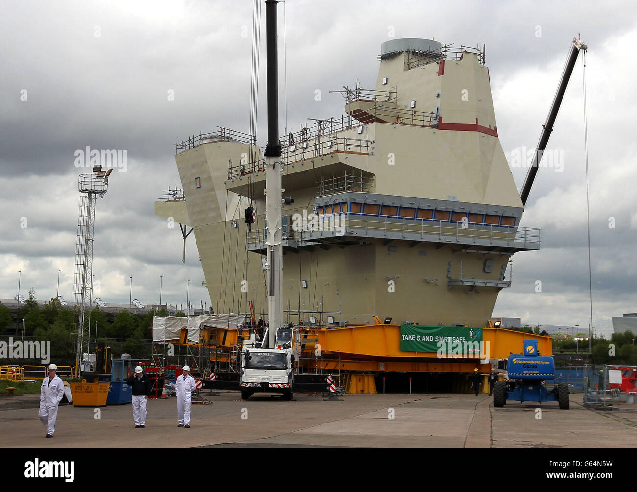 A BAE Systems worker during a look at work on the Aft Island, the final ...