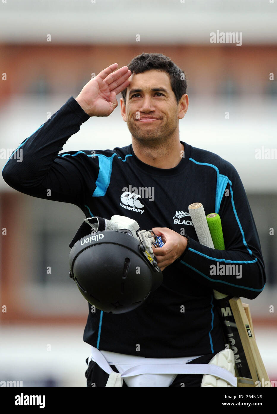New zealands ross taylor gestures nets session lords cricket ground hi ...