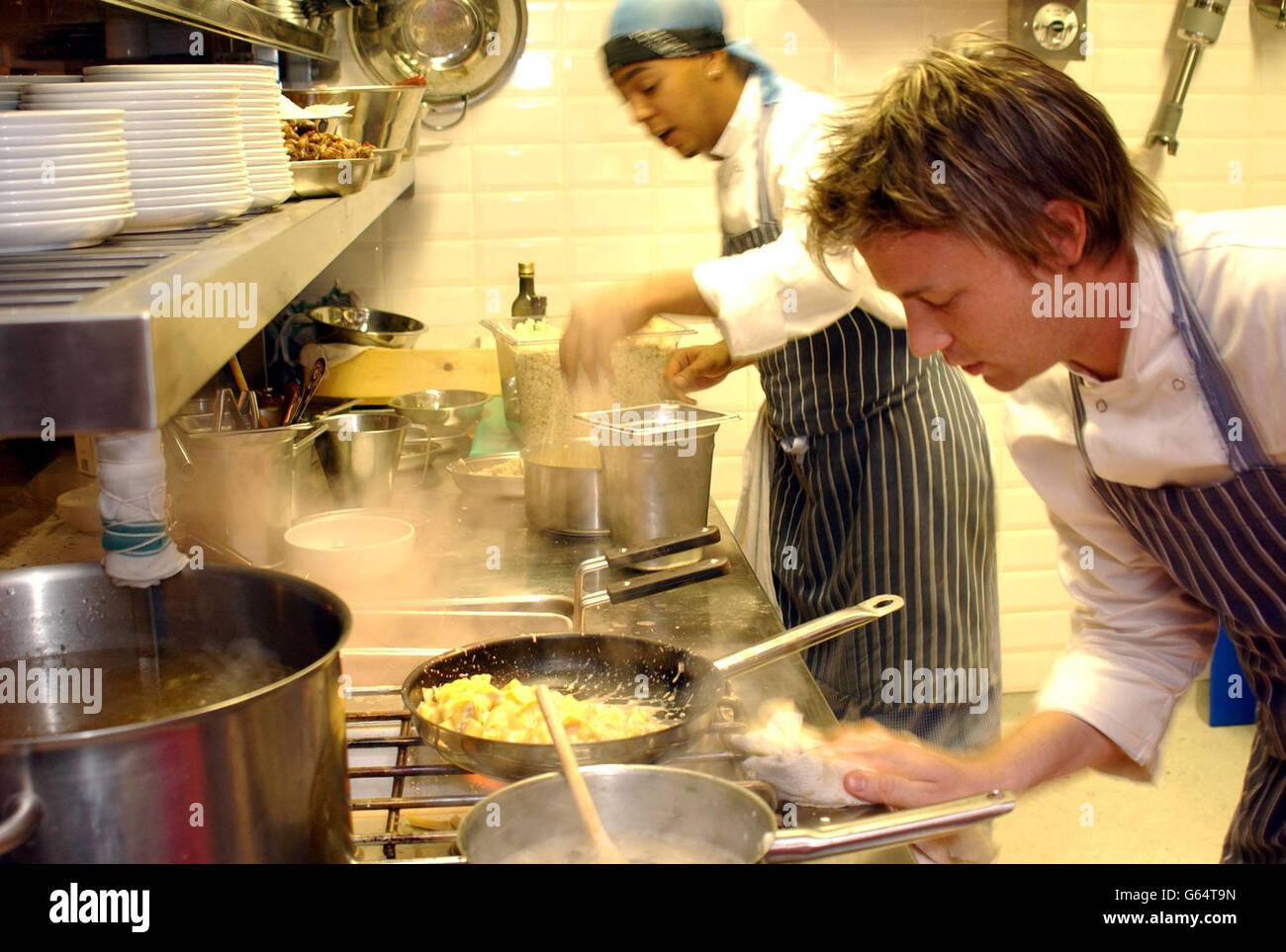 Chef Jamie Oliver in the kitchen during the launch of his new ...