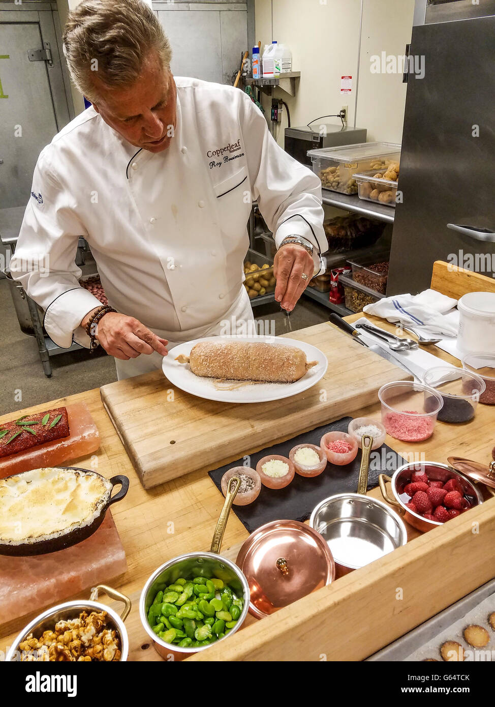 Culinary Director Roy Breiman prepares a foie gras for dinner at ...