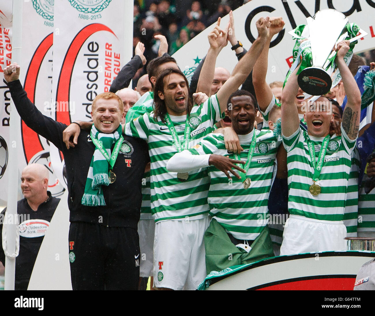Celtic are awarded the SPL trophy after the Clydesdale Bank Premier ...