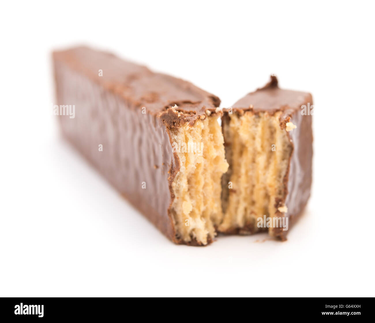 chocolate wafer on white with cross sections Stock Photo - Alamy
