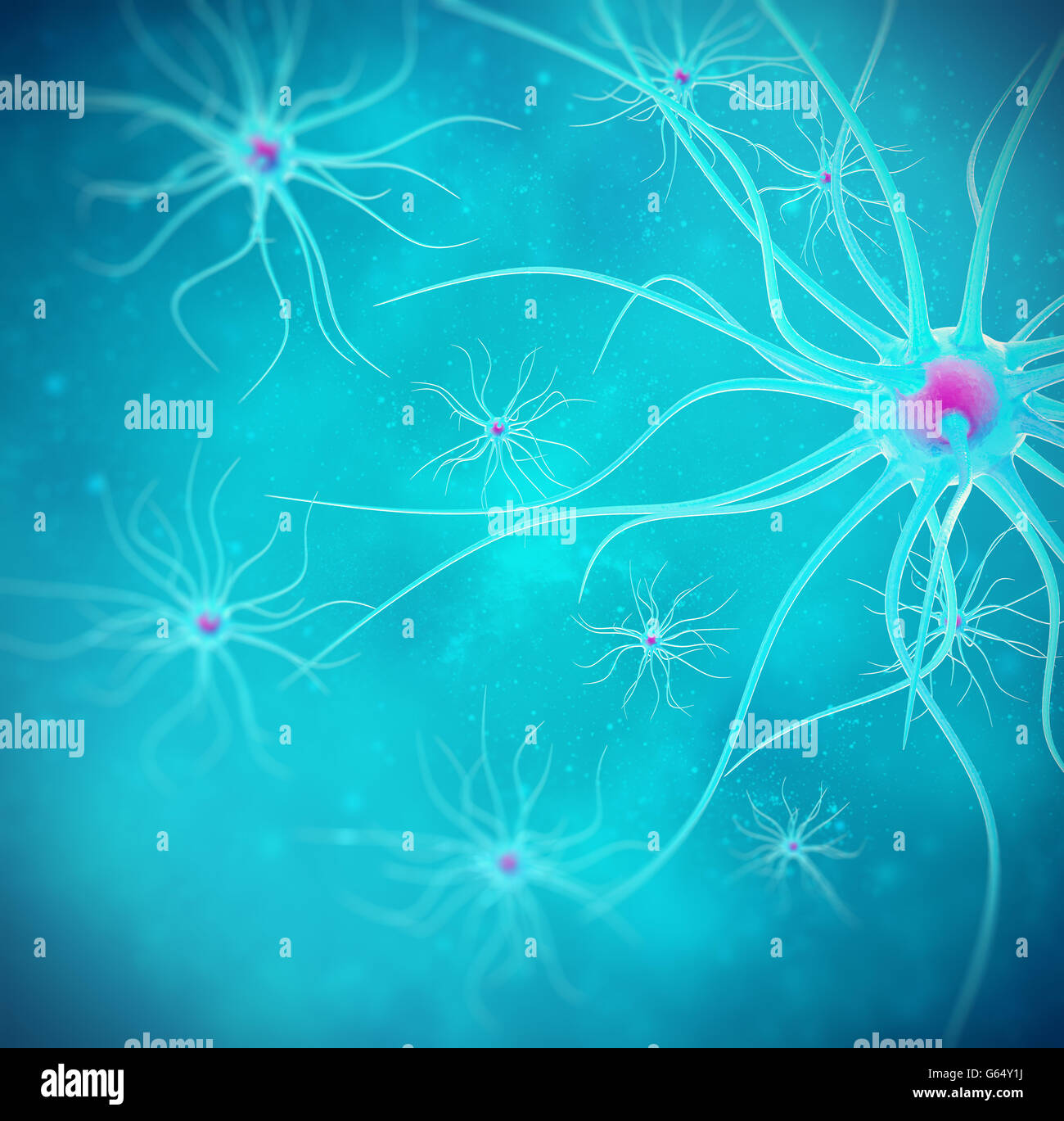 Brain cells on blue background. 3d illustration high quality Stock ...