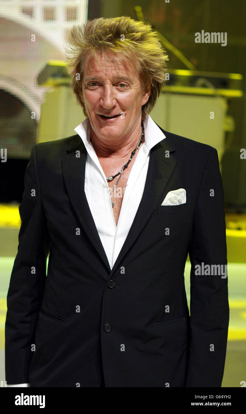 At a rehearsal studio in west London singer Rod Stewart 68, celebrates ...