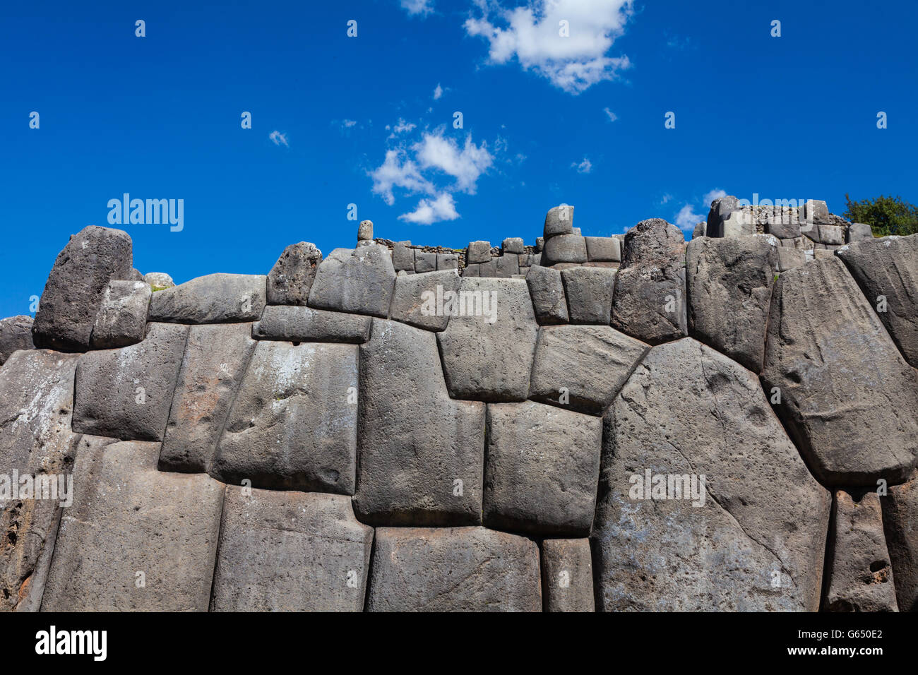 Precision fitted stonework of the massive Sacsayhuaman Incan fortress ...