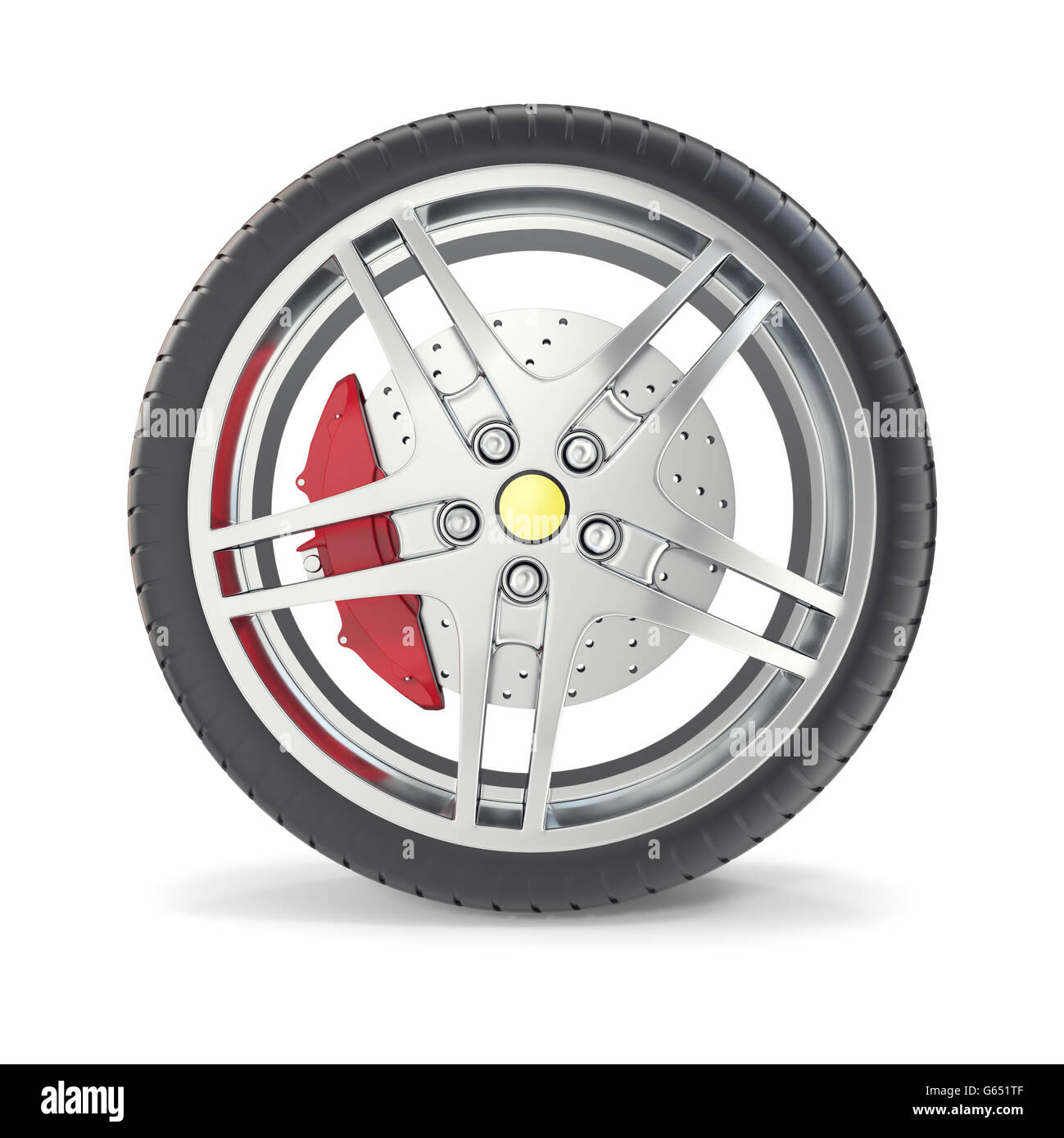 Car wheel isolated on white background. 3d illustration Stock Photo - Alamy