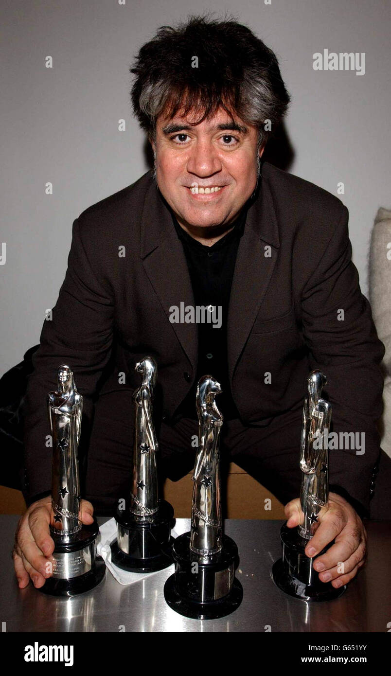 Spanish director Pedro Almodovar with his European Screenwriter award ...
