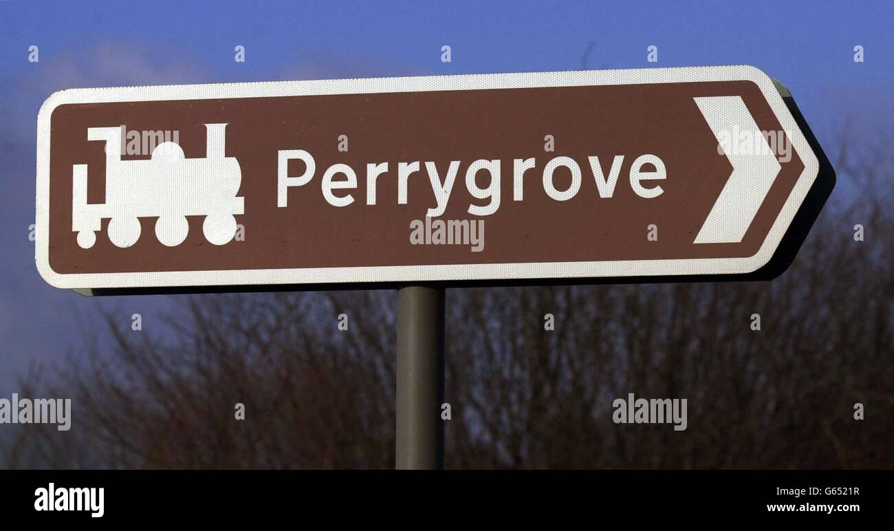 Sign shows the way to the "Spirit of Adventure" at Perrygrove near ...