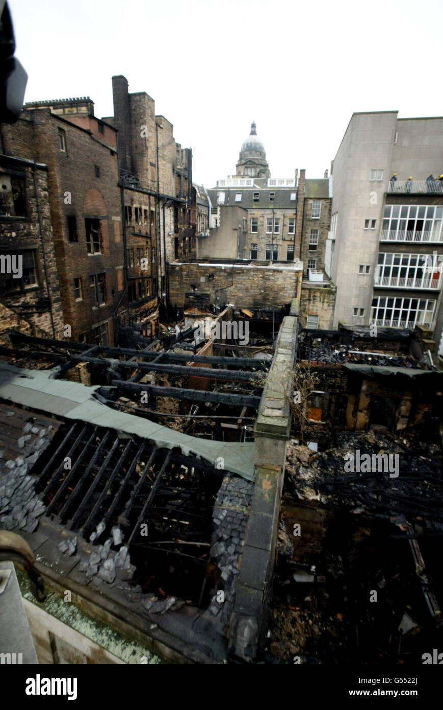 The scene in the old town of Edinburgh, after a number of buildings ...