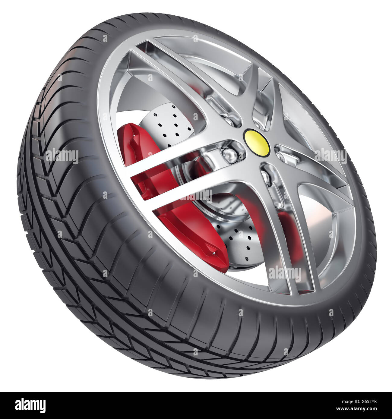 Car wheel isolated on white background. 3d illustration Stock Photo - Alamy