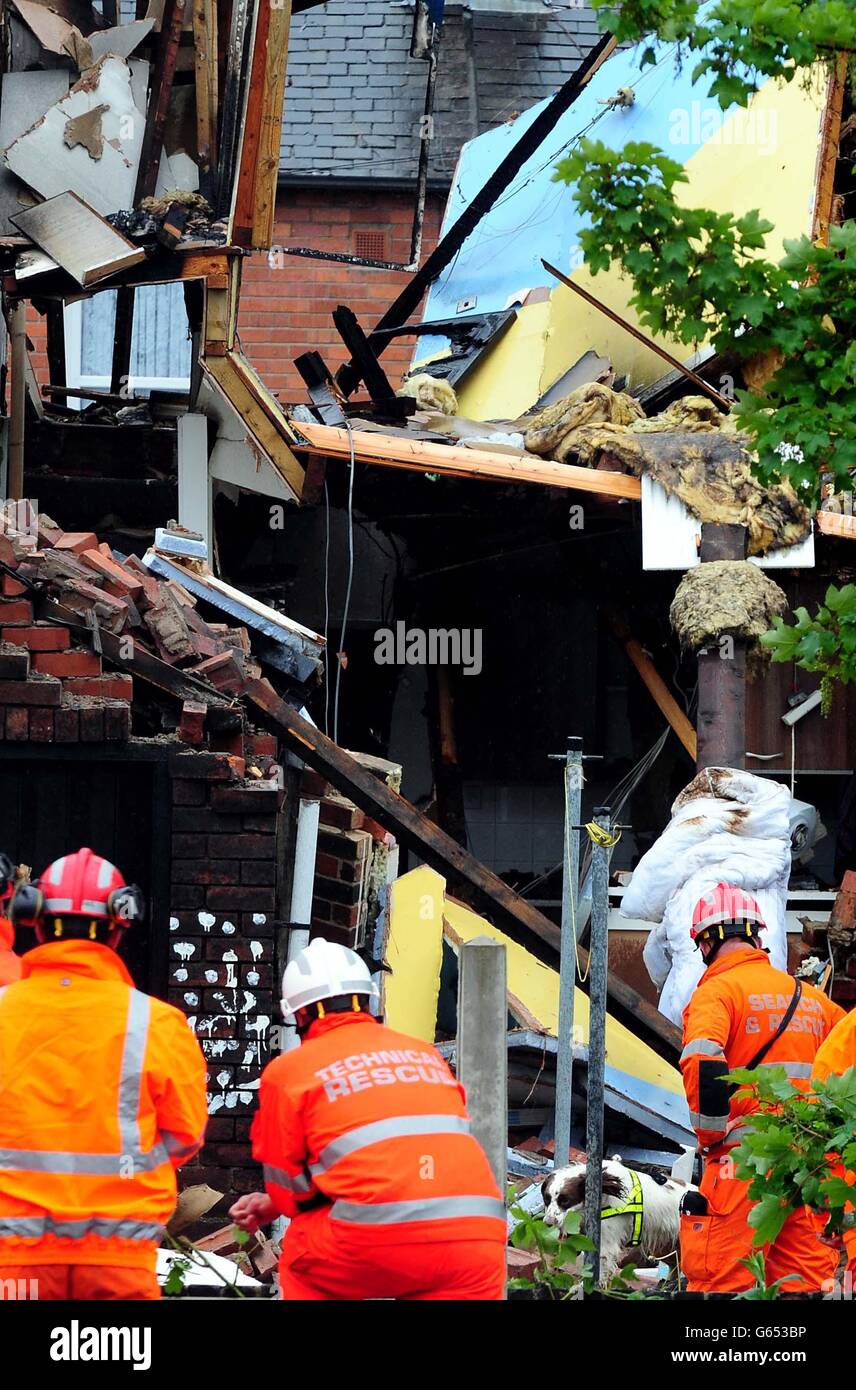 Houses damaged in gas blast Stock Photo - Alamy