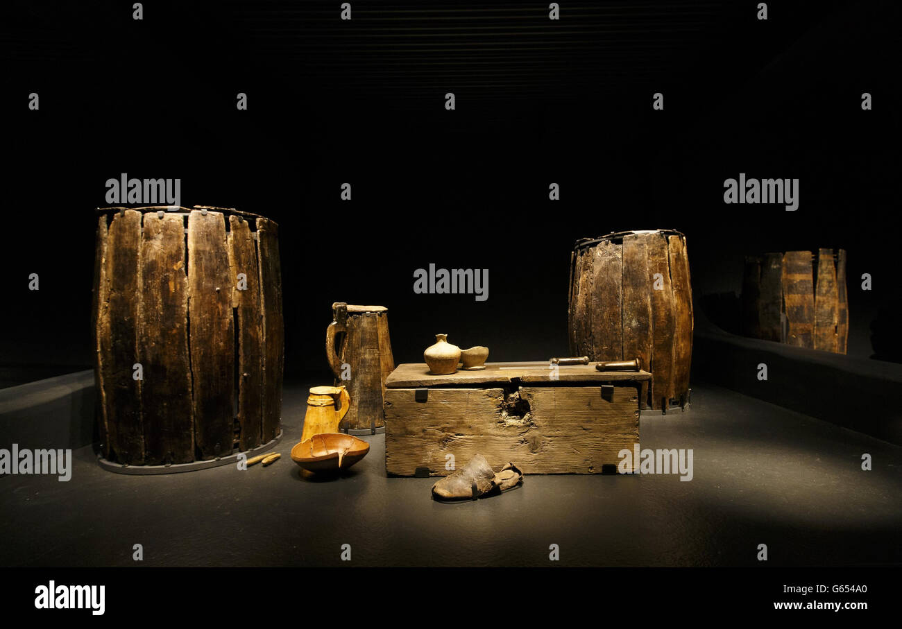 Artifacts brought from the sea bed of The Solent and preserved on ...