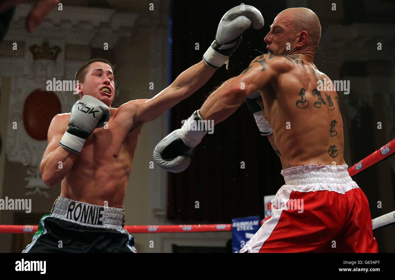 Boxing - Walsall Town Hall. Ronnie Heffron (left) during his points win ...