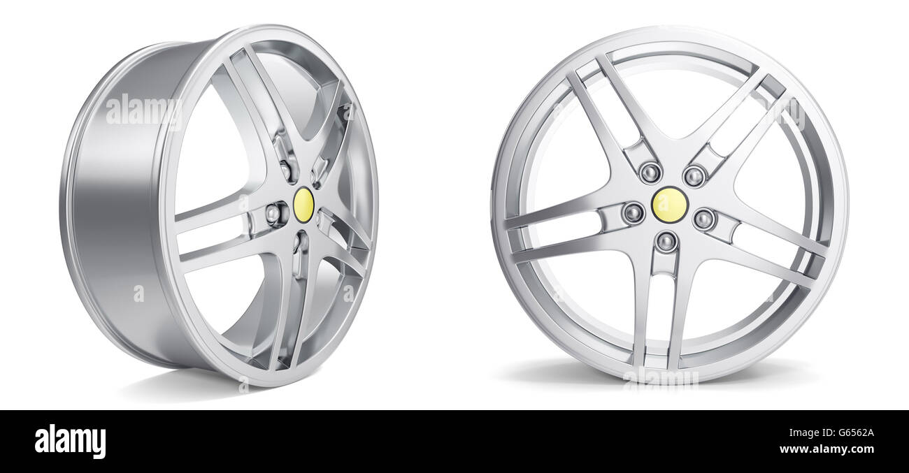 Set rims isolated on white background. 3d illustration Stock Photo - Alamy