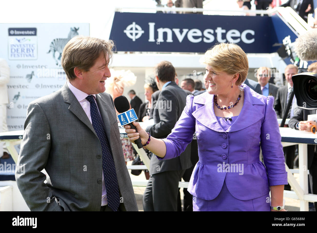Trainer David Simcock (left) is interviewed by Channel Four TV ...