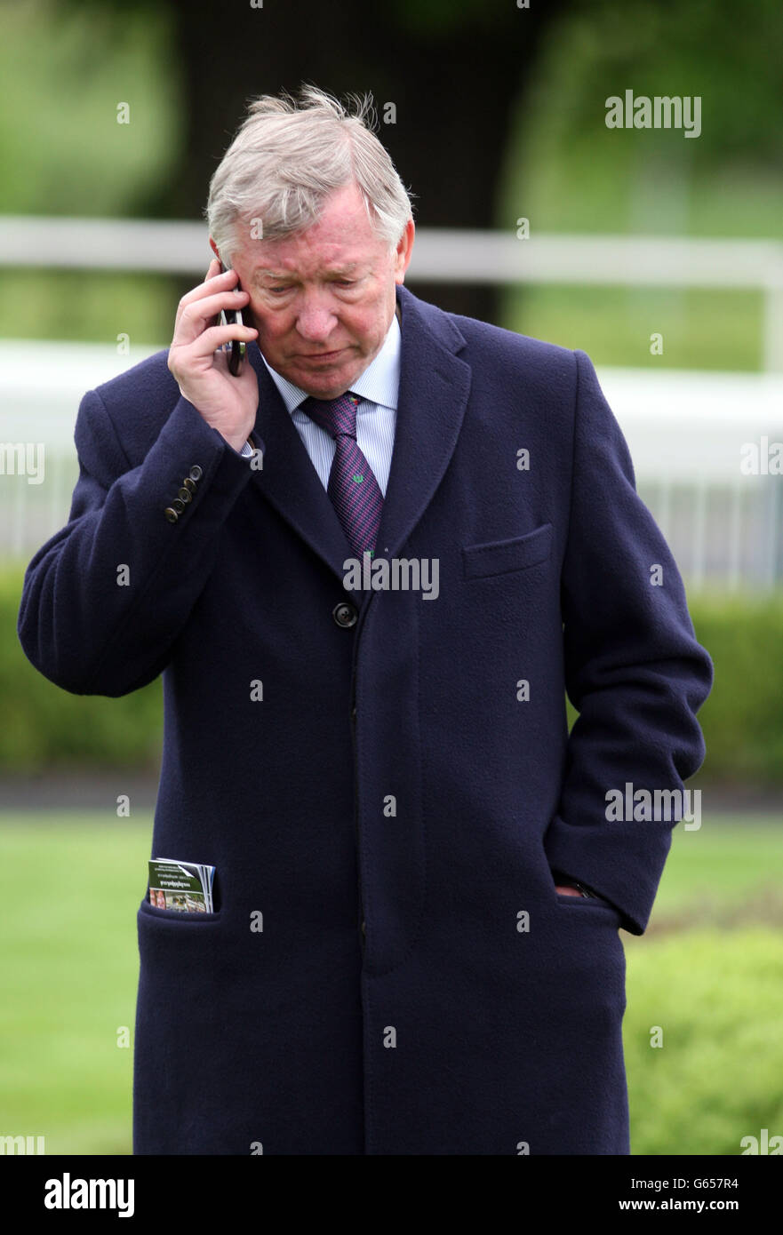 Sir Alex Ferguson watches his part-owned horse Telescope at Lingfield ...