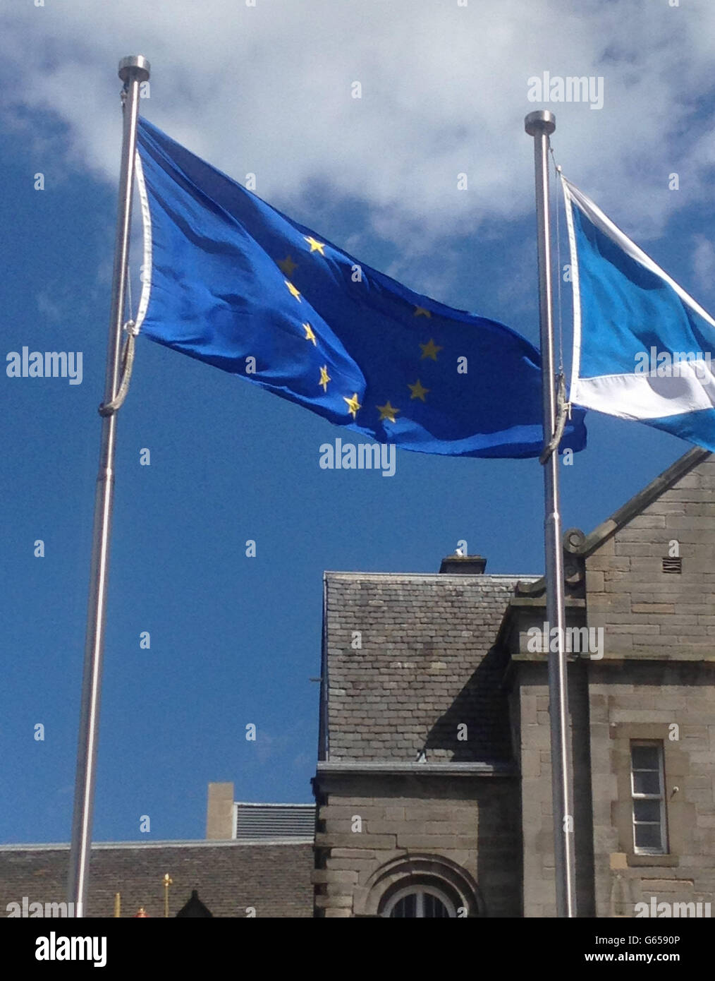 Scottish eu flag flying hi-res stock photography and images - Alamy