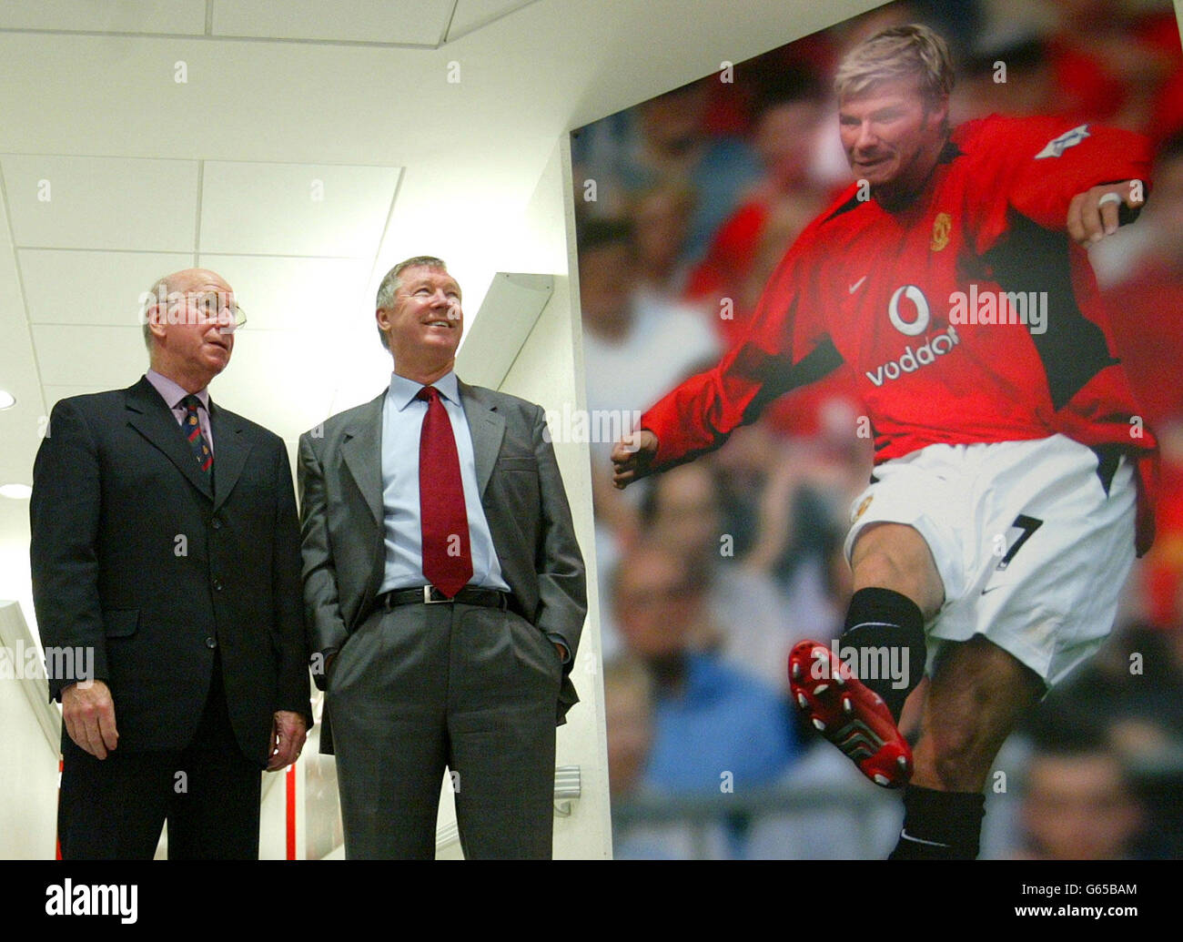 Sir Alex Ferguson (R) and Sir Bobby Charlton open the new Manchester ...